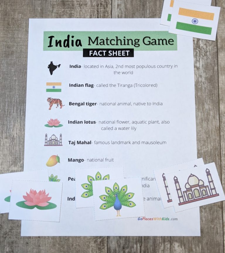 India Matching Game - Go Places With Kids