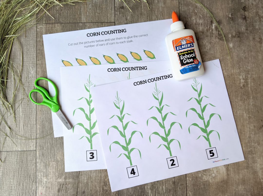 Corn Counting Preschool Activity- with printable - Go Places With Kids